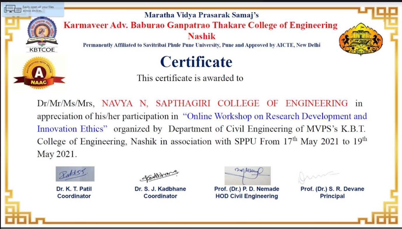SAPTHAGIRI COLLEGE OF ENGINEERING